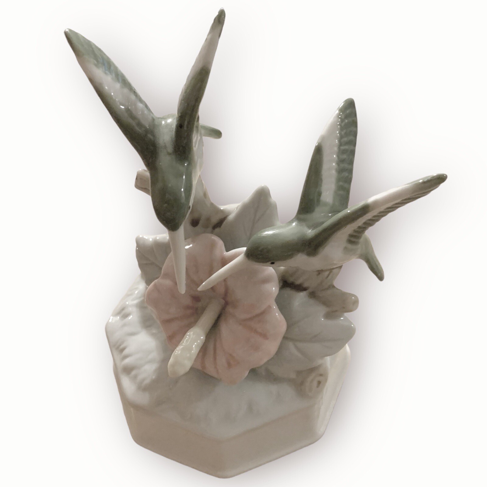 Vintage Ceramic Hummingbirds In Flight- Hibiscus Flower Music Box ...