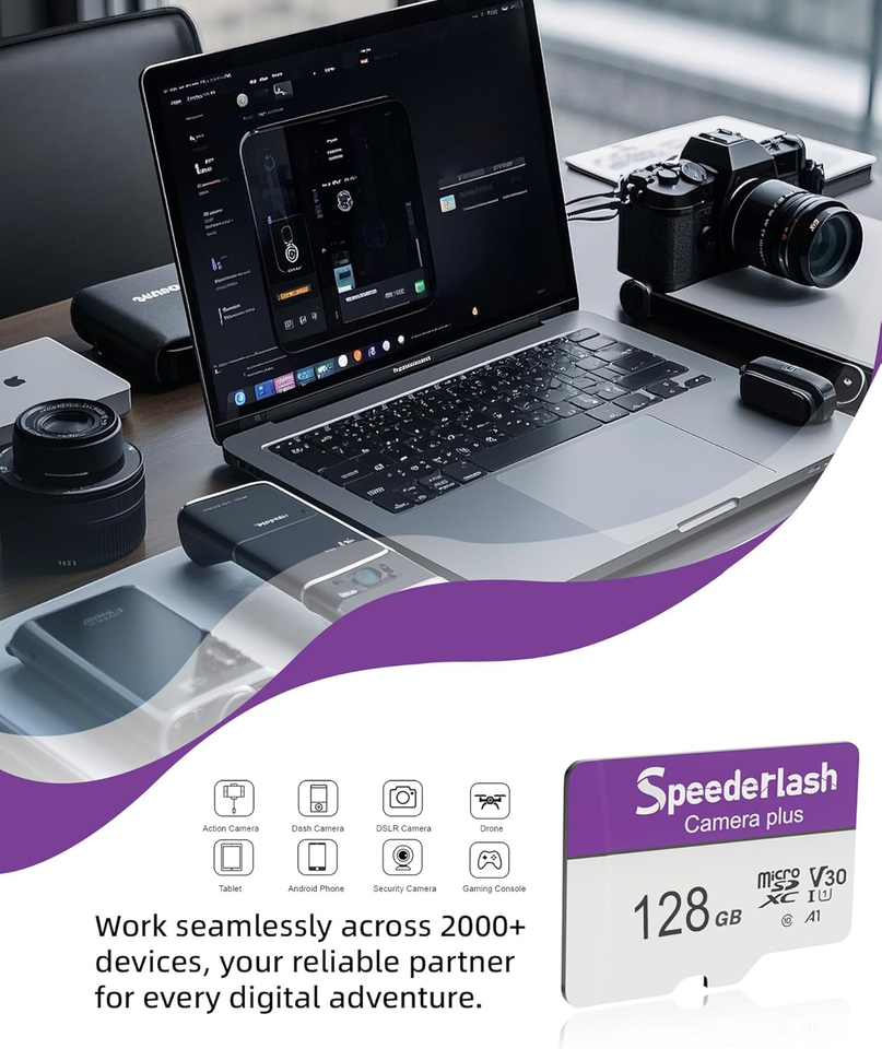 Micro SDXC Memory Card 128GB, Camera plus TF Card with Adapter, up to ...