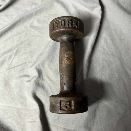 Single YORK 3lbs Dumbbell Roundhead Vintage Paper Weight Collectible ...