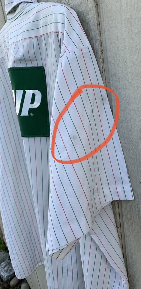 vintage 7up shirt striped work shirt embroidered patches 7 up Size XL ...
