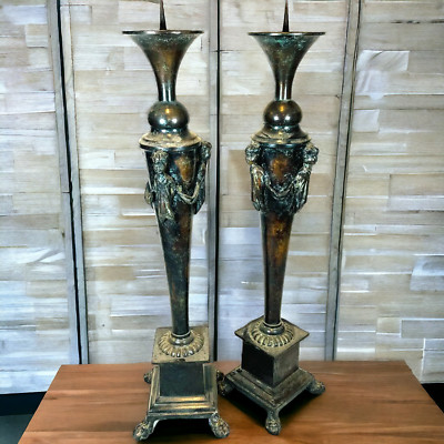 Maitland Smith 24" Bronze Floor Candle Prickets Hand Made Candlestick ...