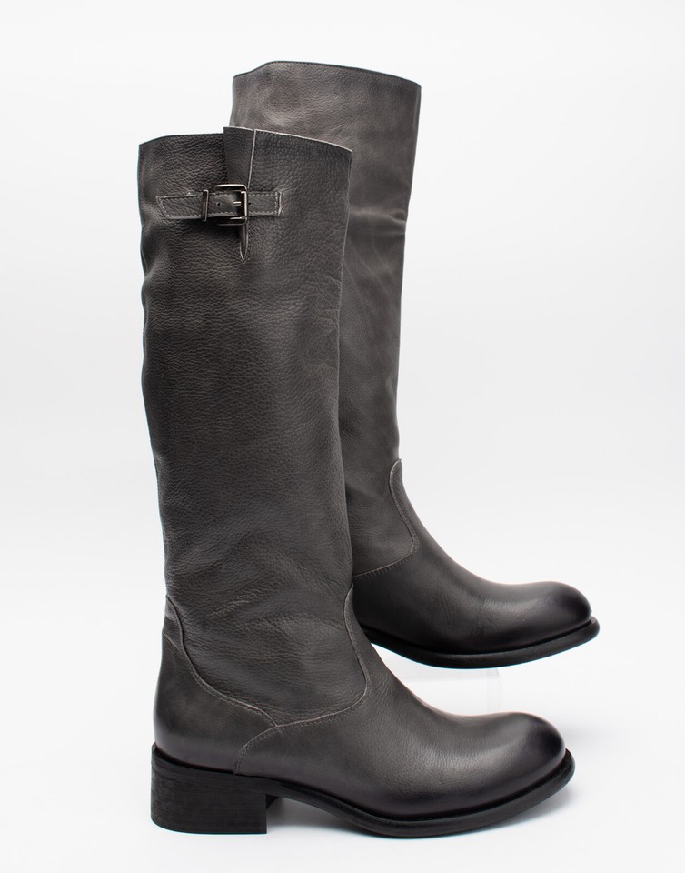 RRP€120 LULUPA Leather Knee Boots US11 UK8 EU41 Square Heel Made in ...