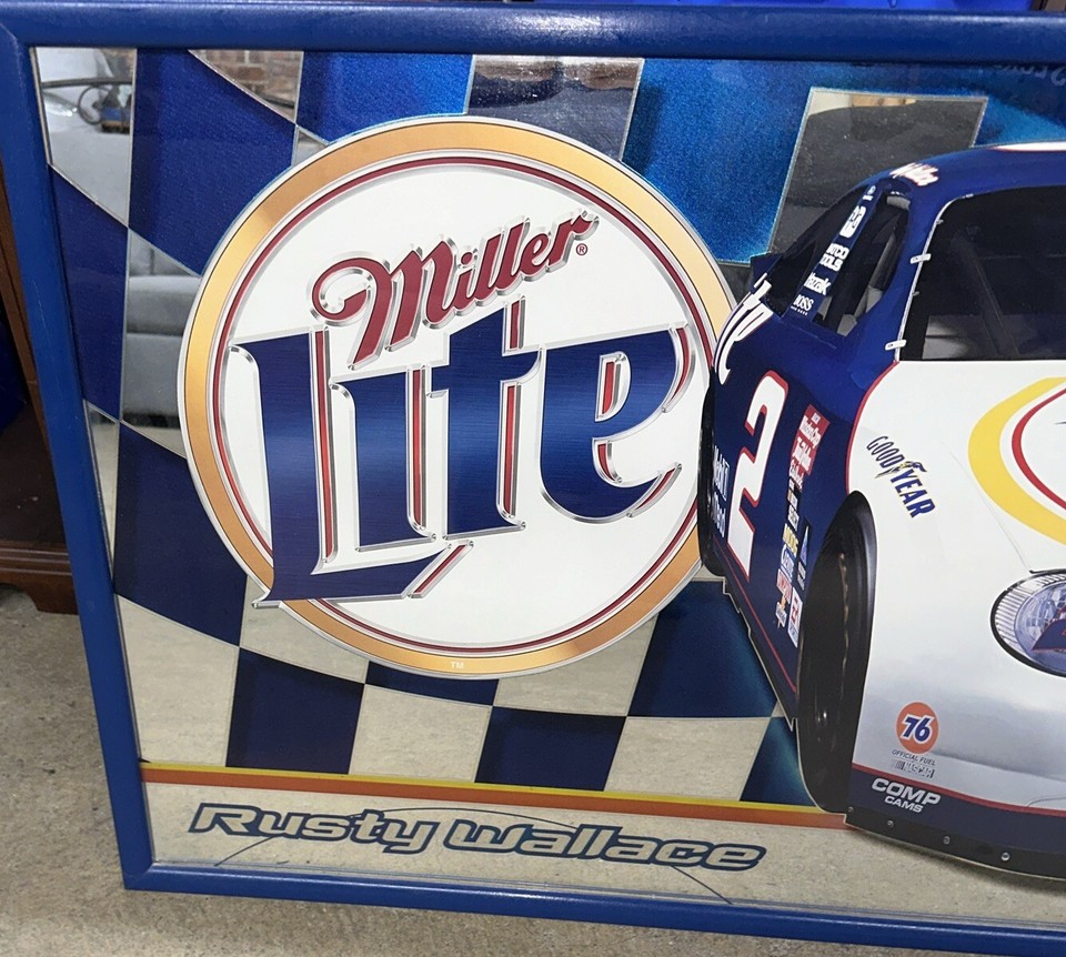 Rusty Wallace Miller Lite Framed Sign 50x26x54 in | eBay