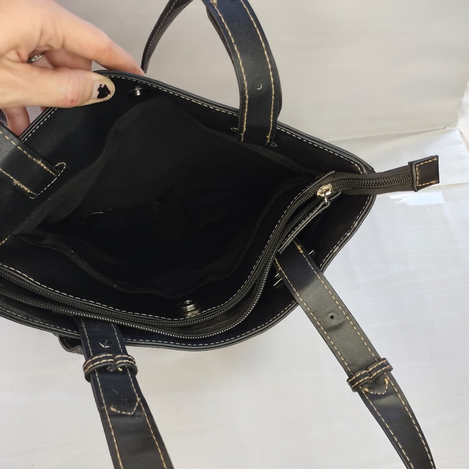 Chaps Plaid Houndstooth Black Red White Shoulder Bag Purse Double ...