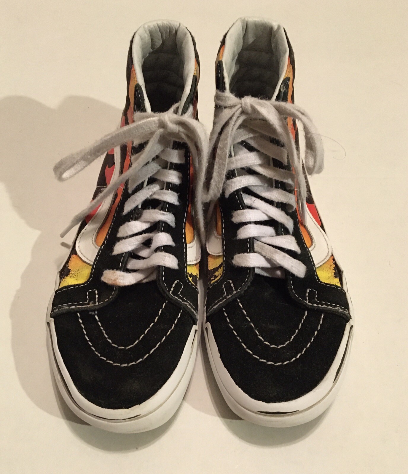 Vans Suede Leather Canvas Fire Flames High-Top Sneak… - Gem