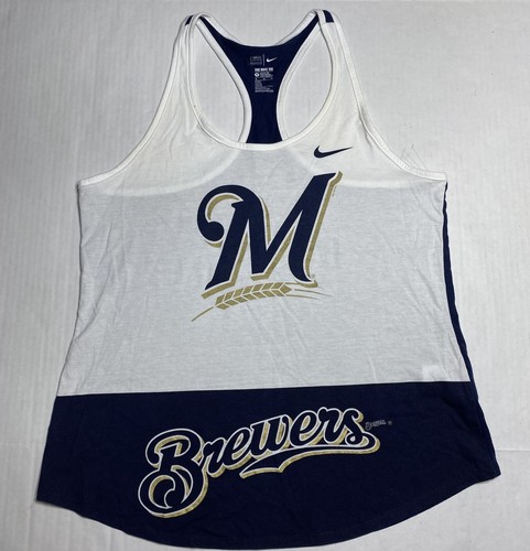 Nike Milwaukee Brewers MLB Tank Top Athletic cut Blue White Womens XL ...