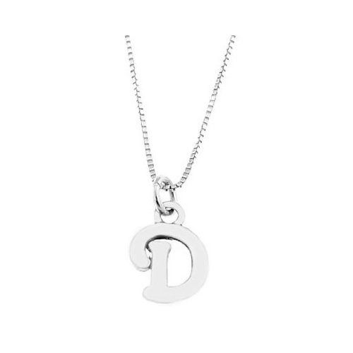 Sterling Silver Fancy Initial Letter D Charm with Box Chain Necklace ...