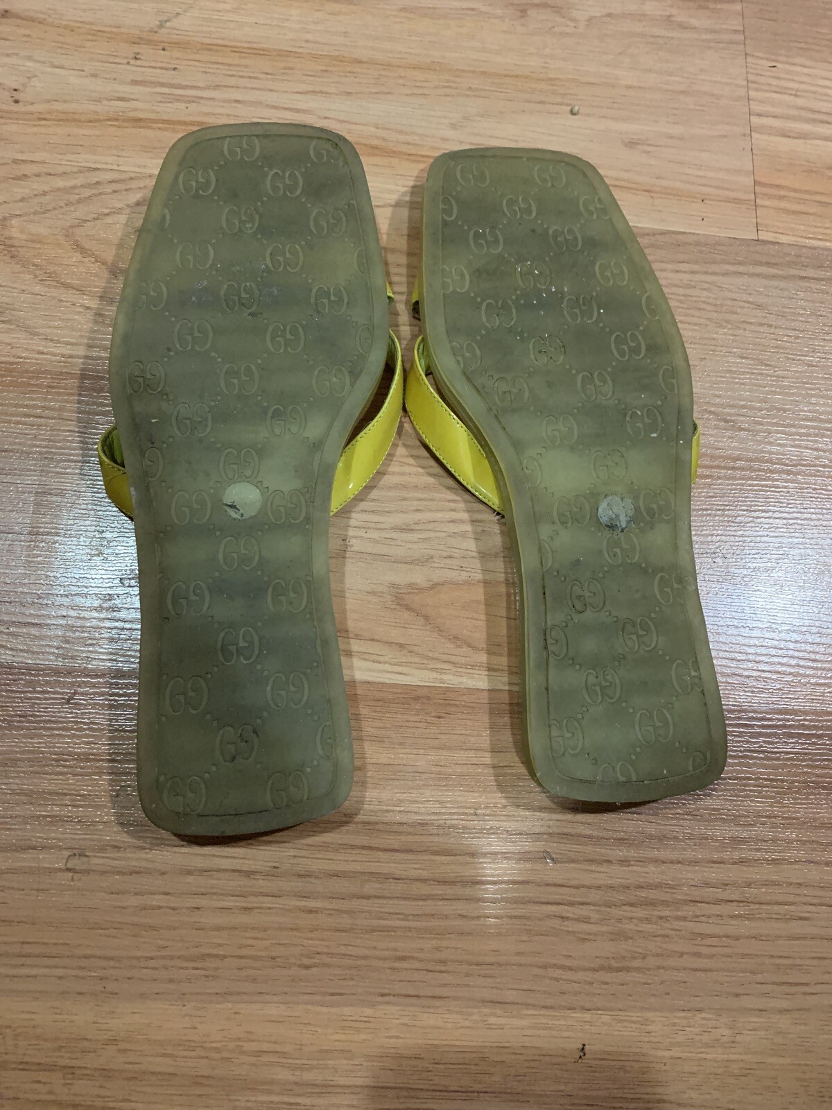 Gucci Lemon Yellow Rubberized Logo Crisscross Slides … - Gem