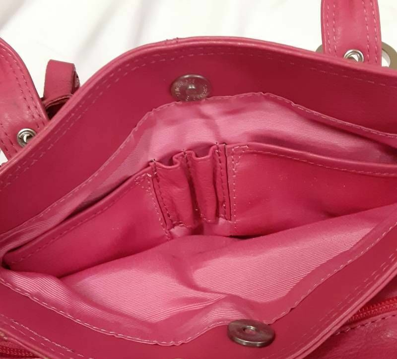Clarks Hand Bag Womens Pink Leather Phone Pocket Embellished Dual ...