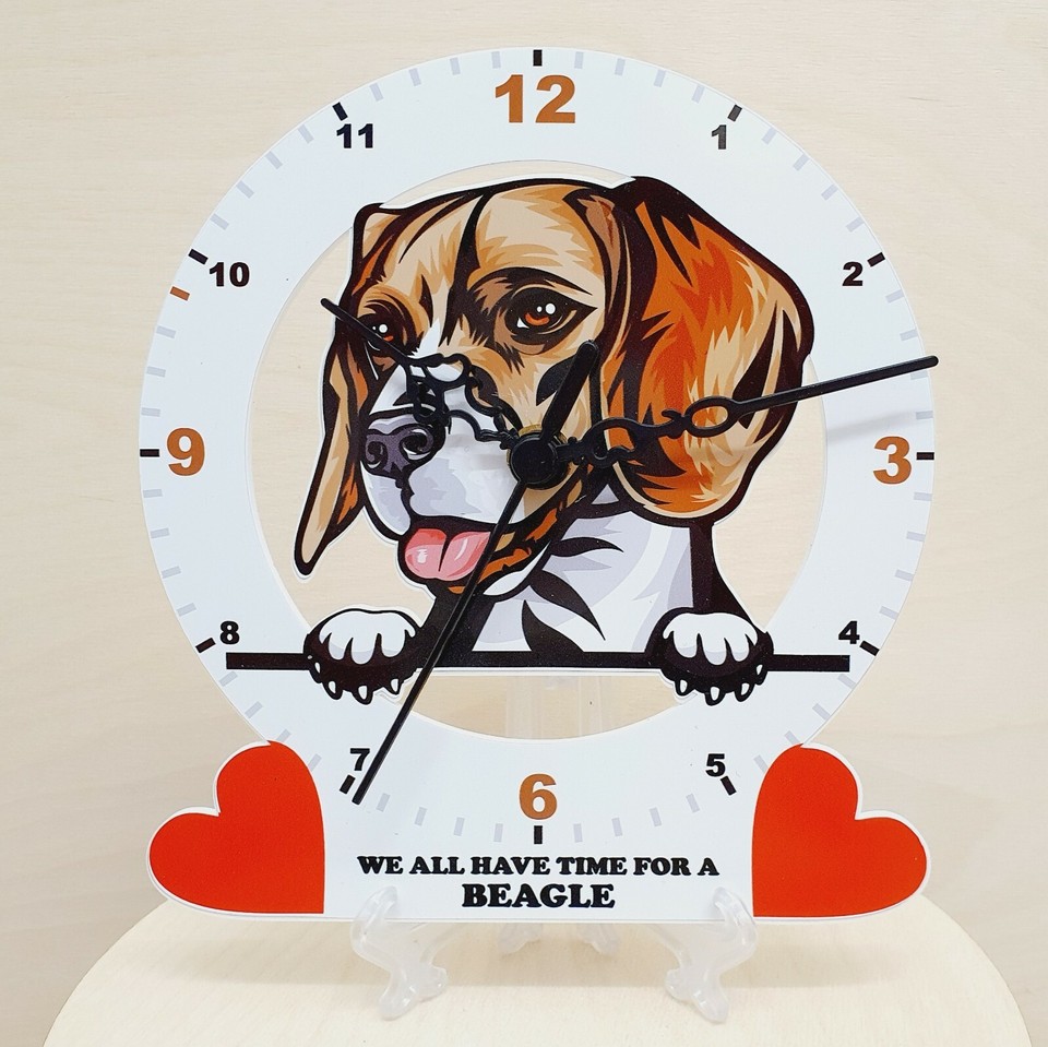 Personalised Clock, Your Dog's Name, 50+ Dog Breeds, Cartoon Style ...