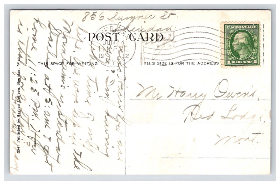 Postcard: WY 1912 Kendrick Park, Sheridan, Wyoming - Posted | eBay