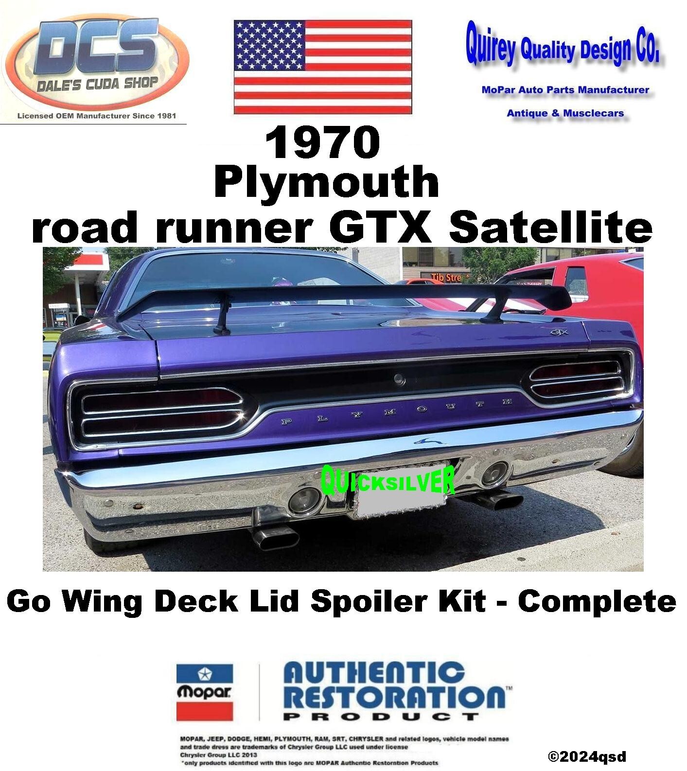1970 Plymouth GTX road runner Go Wing Spoiler Complete Kit MoPar USA | eBay
