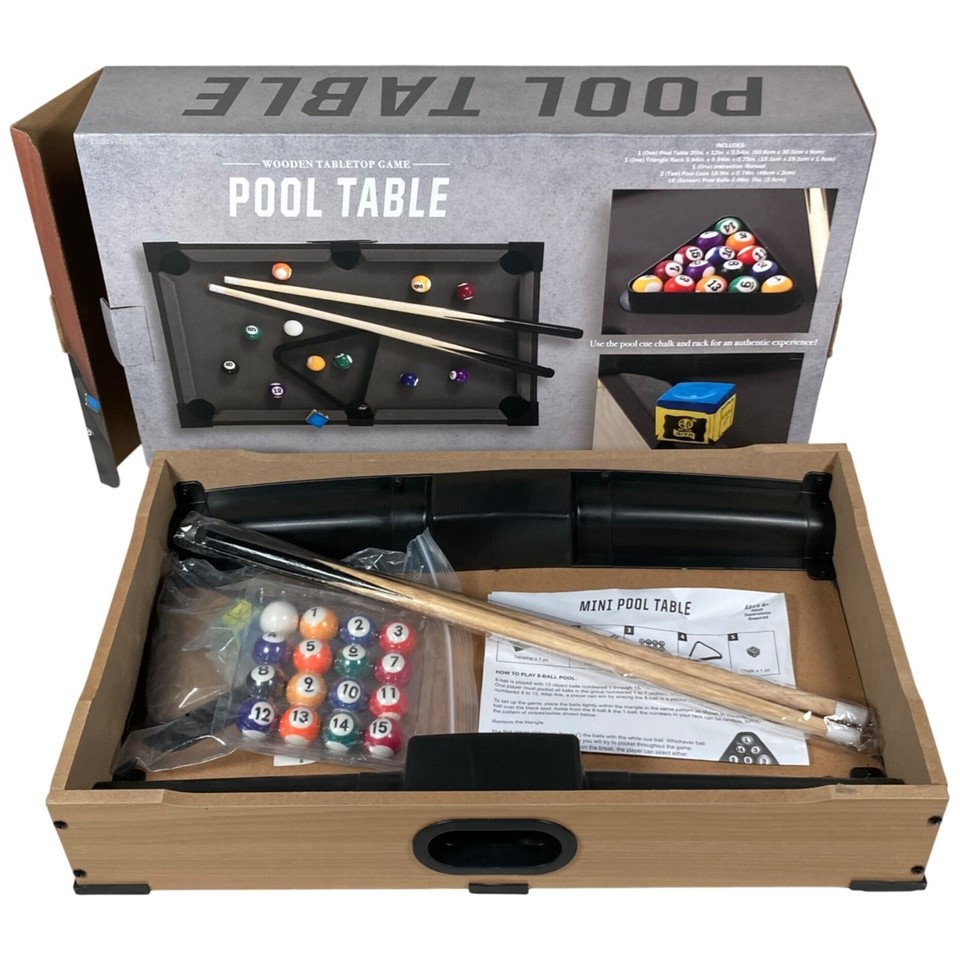 Tabletop Portable Pool Table Mini Billiards Wooden Game Set with ...