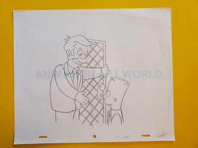 THE SIMPSONS PRODUCTION CEL CELL DRAWING ANIMATION ART BART SKINNER ...