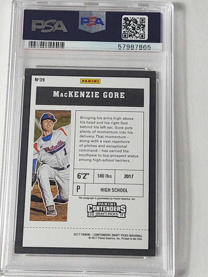2017 CONTENDERS DP MACKENZIE GORE LEG DOWN AUTO RC PSA 9 MINT DRAFT ...