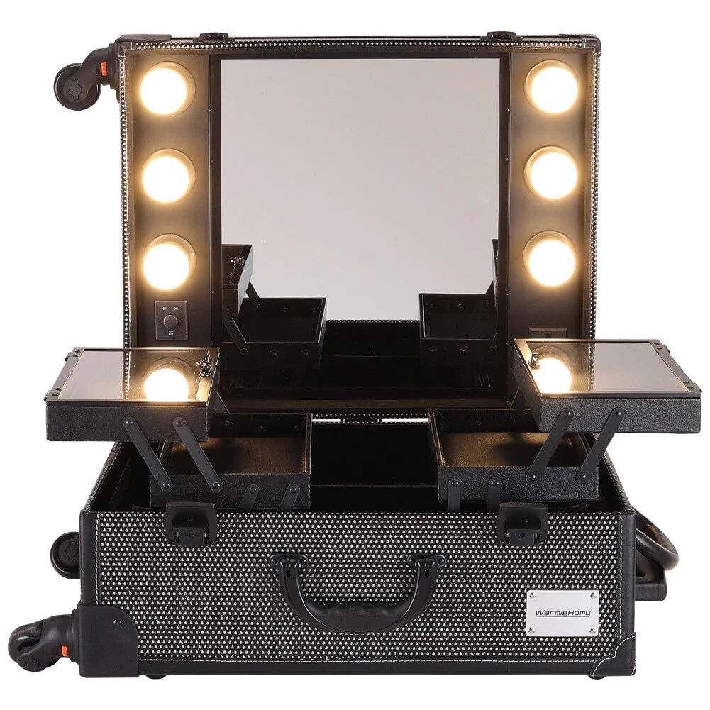 Large Professional Rolling Studio Makeup Case With Lights | Saubhaya Makeup