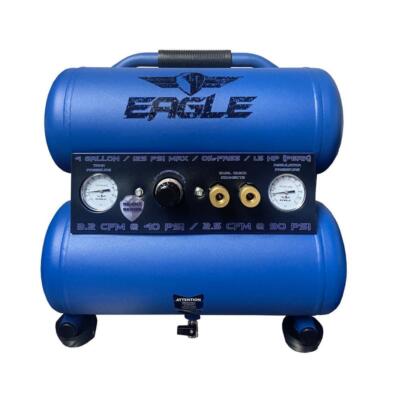 Eagle Silent Series Portable Air Compressor 16.93"D 4-Gal Tank, Dual ...