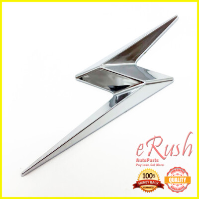 Universal Fit Silver Chrome Stick On Flash Emblem Badge Decal Fender ...