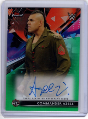 COMMANDER AZEEZ 2021 WWE TOPPS FINEST ON CARD GREEN REFRACTOR ROOKIE ...