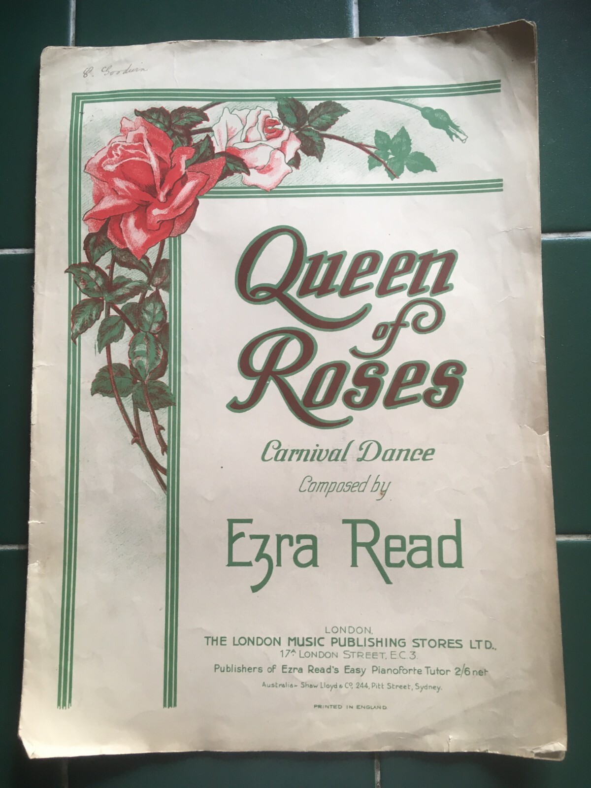 Vintage sheet music - "Queen of Roses" - Ezra Read | eBay UK