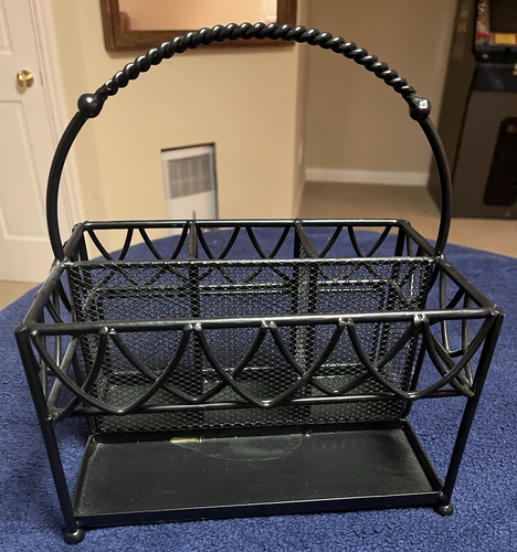 Black Metal Wire Silverware Holder Mesa International 11" x 10" x 6" | eBay