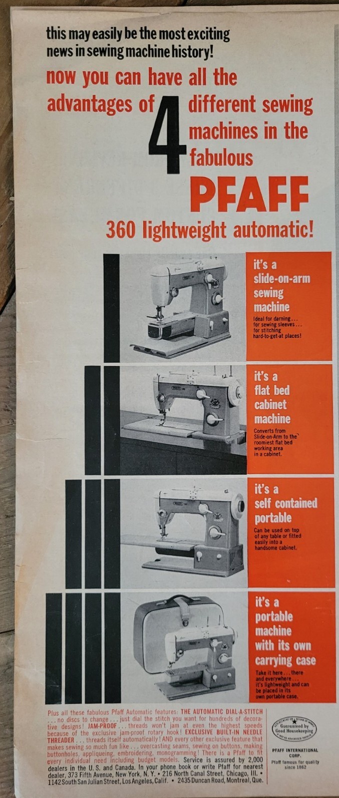 1960 Pfaff 360 lightweight automatic sewing machine vintage ad | eBay