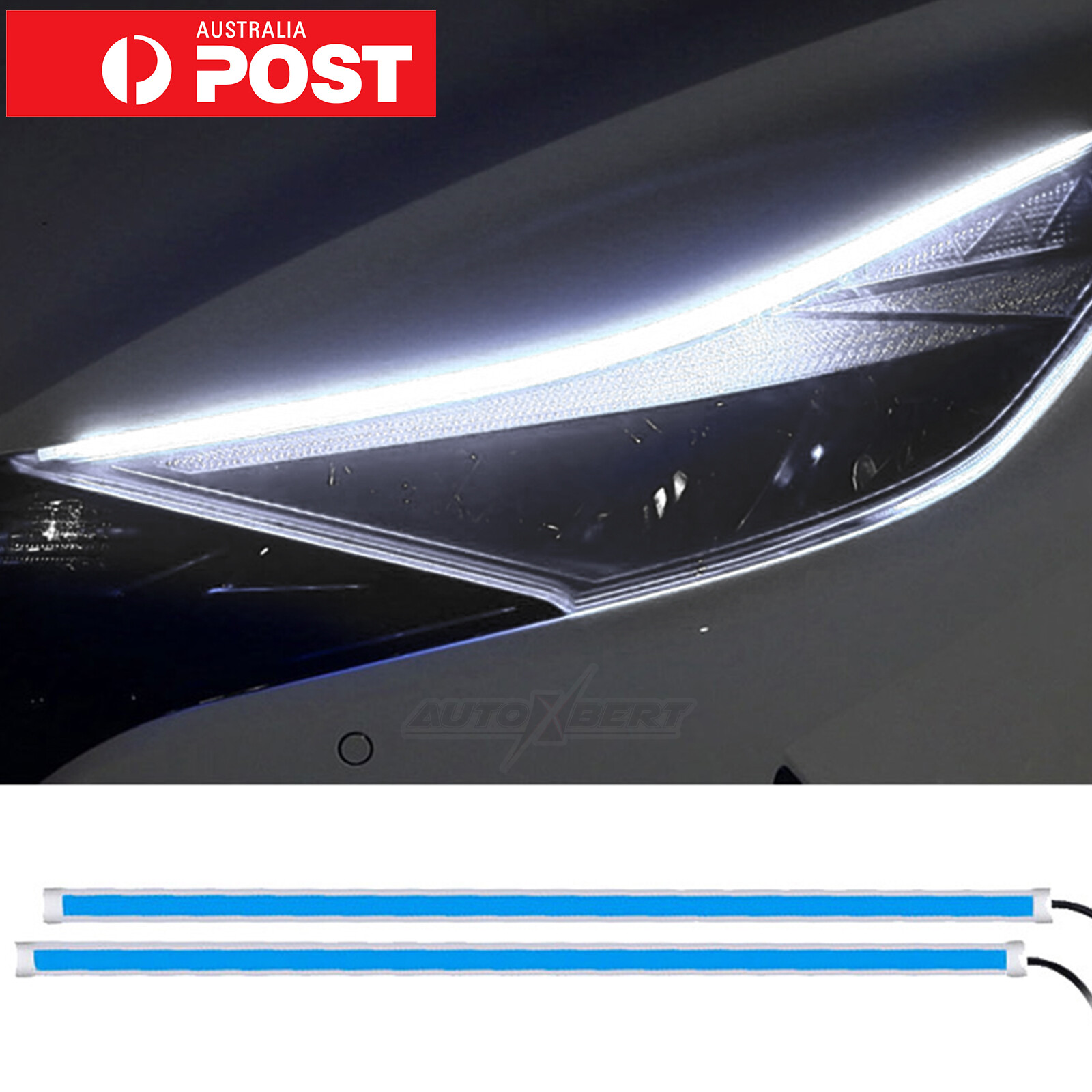 Pair 45cm Sequential LED Strip Indicator Turn Signal DRL Running Lights ...