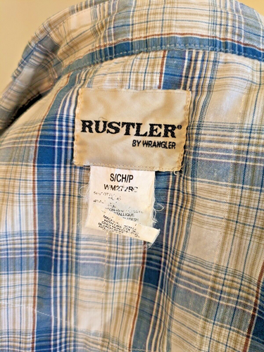 RUSTLER By Wrangler Pearl Snap Western Shirt Short Sleeve Button Up Men ...