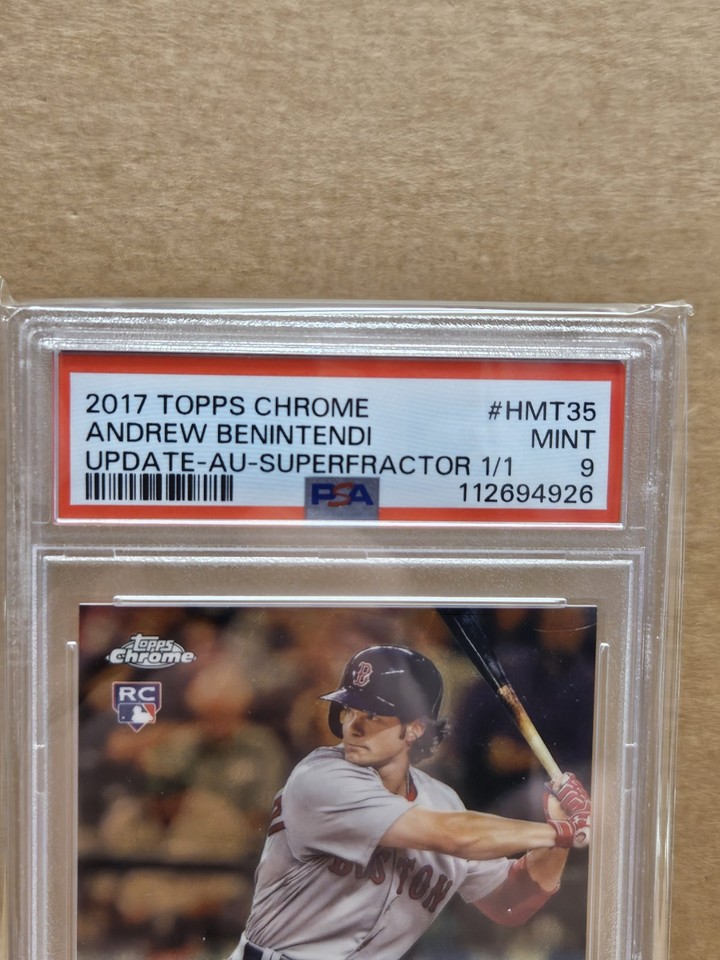 2017 Topps Chrome Update Andrew Benintendi Superfractor RC Auto 1/1 PSA ...
