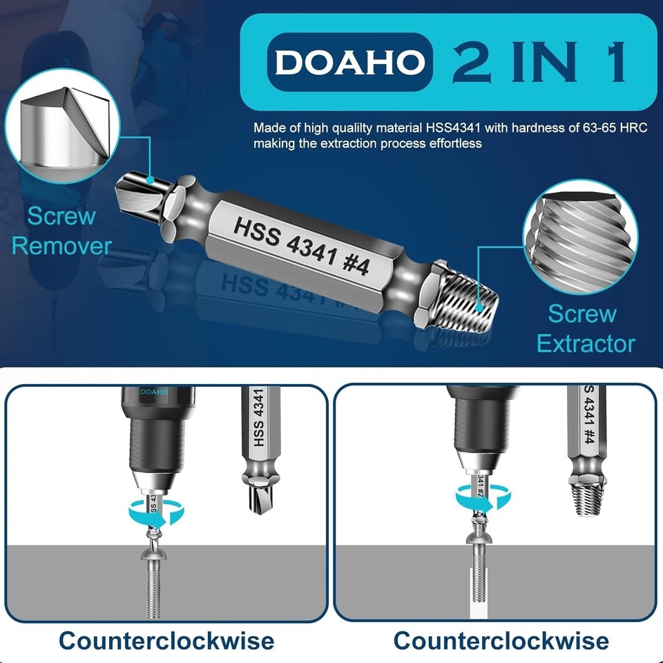 10-Pcs Screw Extractor Set Easy Out Drill Bits Set for Removing ...