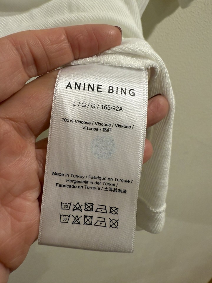 Anine Bing Louis Ribbed Logo Top Large | eBay