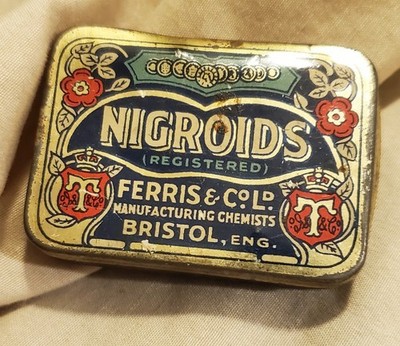 Vtg Rare Nigroids Ferris Throat Lozenges Pre-WWII Tin Box England W ...