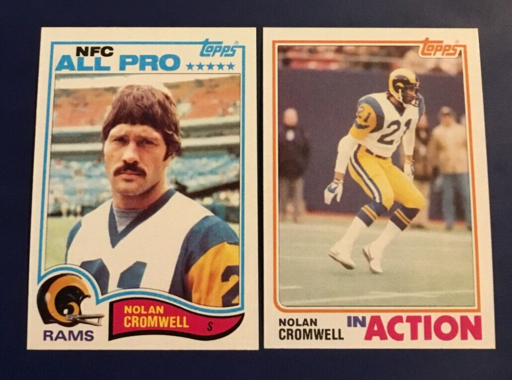 1982 & 1983 Topps #372 #371 #88 NOLAN CROMWELL Lot 3 Los Angeles Rams ...