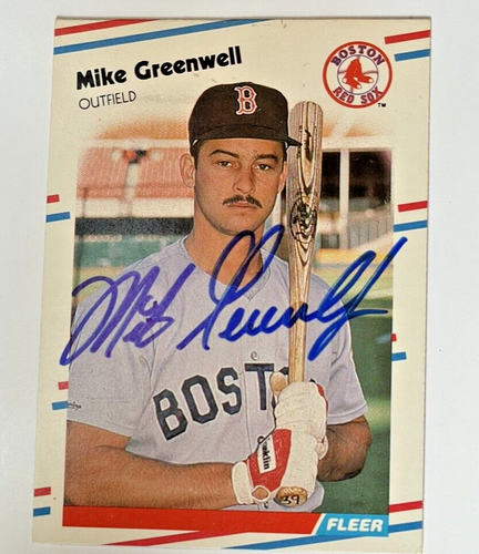 MIKE GREENWELL Autographed Signed FLEER #354 Baseball Card BOSTON RED ...