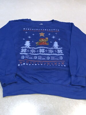 Super Mario Bros Holiday Sweatshirt Blue fair isle ugly christmas ...