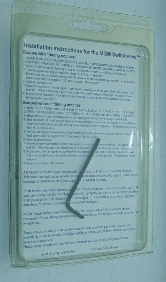 Switchview Scope Throw Lever Quick Adj. Leupold Mark A R & VXII w/o Ill ...