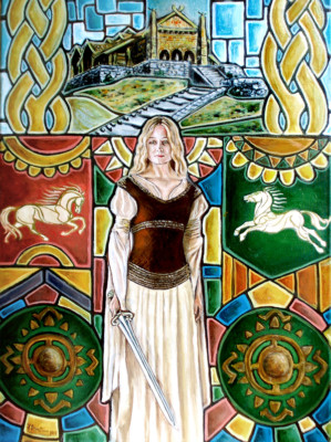 Medieval Fantasy Lord of the Rings Fan Art Rohan Eowyn Sword Girl Woman ...
