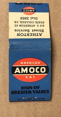 1950S Amoco American Gasoline Match Cover State College, PA | eBay