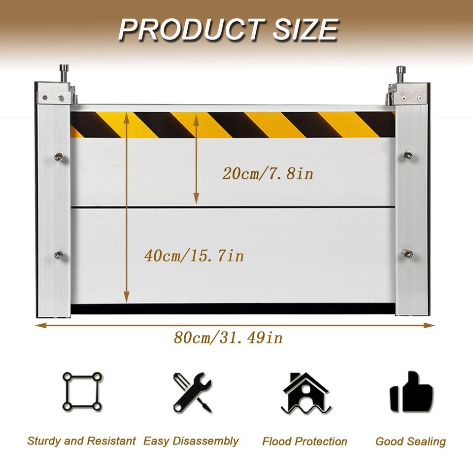 Baffle Flood Protection Barrier, Reusable Aluminum Flood Barrier, 31 ...