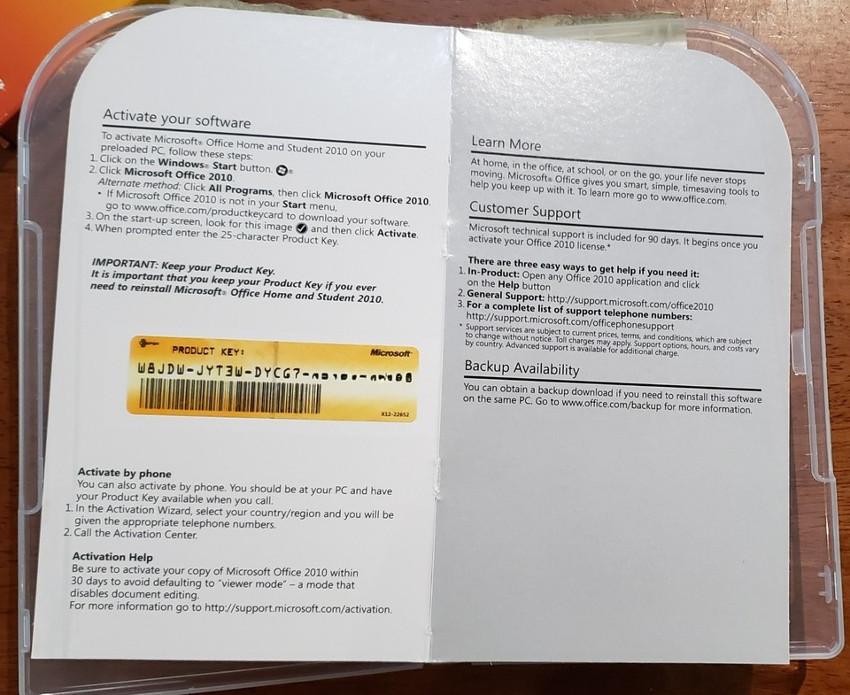 Genuine Microsoft Office Home and Student 2010 Product Key Card | eBay