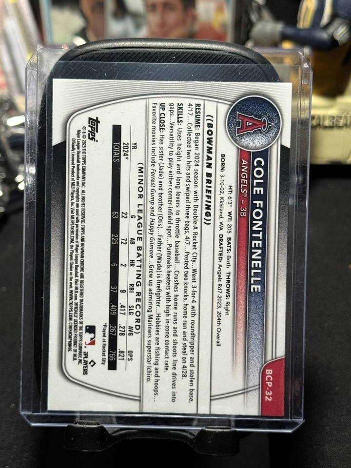 2025 Bowman #BCP-32 Cole Fontenelle Chrome Prospects | eBay