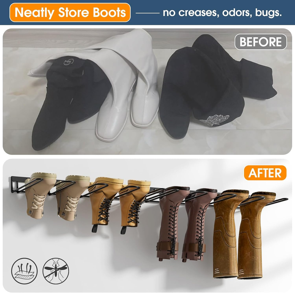 Welly Boot Rack Wall Mounted Welly Boot Stand 4 Pairs Metal Welly Boot ...