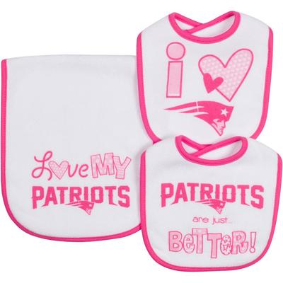 New England Patriots NFL Infant Bibs & Burp Cloth Pink 3-Piece Team ...