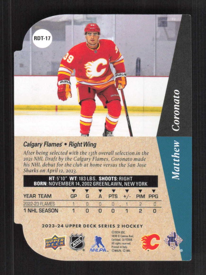 Matthew Coronato 2023-24 Upper Deck 1994-95 Rookie Die Cuts Flames #RDT ...