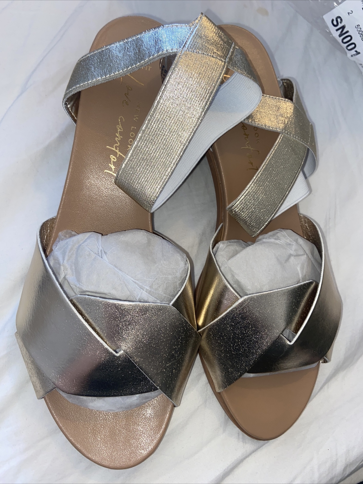 New Look Wide Fit Gold Metallic Sandals UK7 EU40 | eBay UK