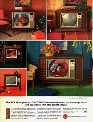 1966 RCA CONSOLE TV Large Original Vintage Print Ad Color Television | eBay
