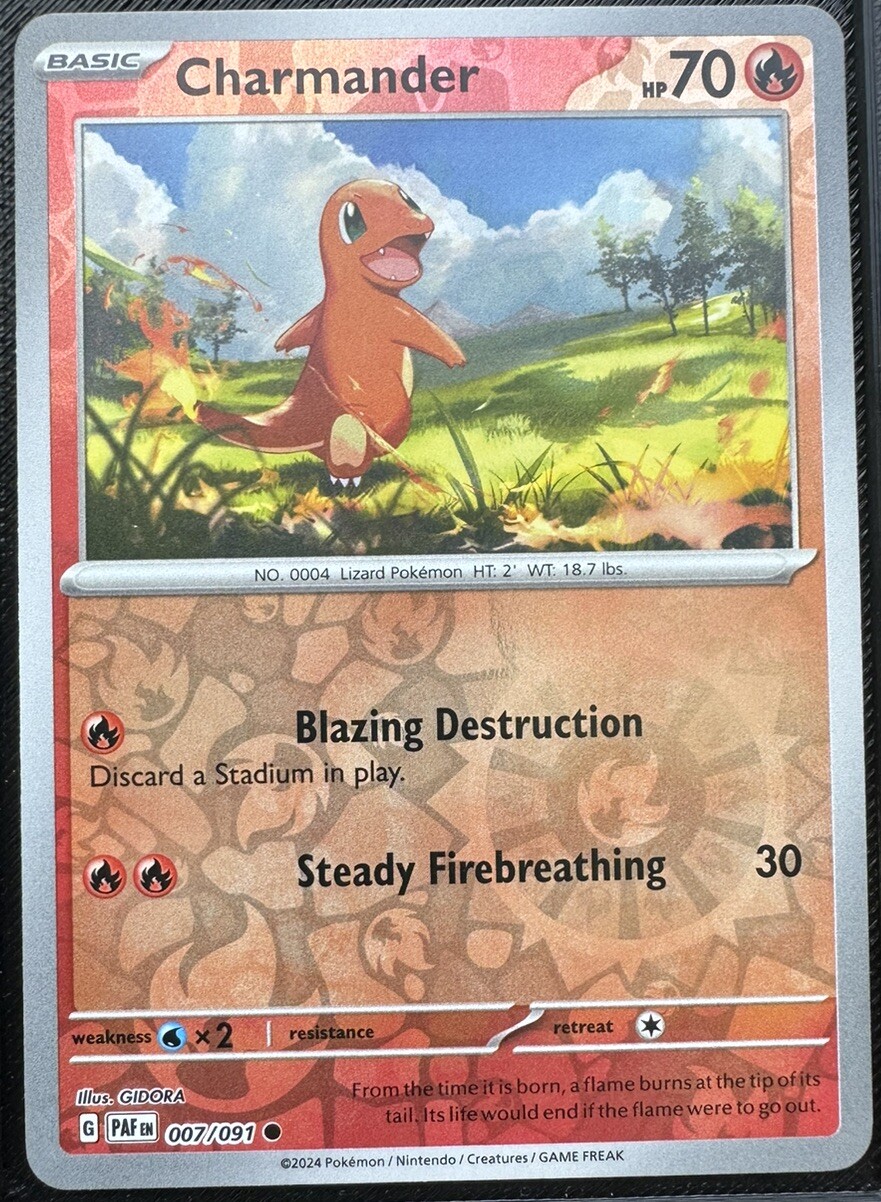 Reverse Holo Rare Charmander 007/091 Scarlet & Violet Paldean Fates ...