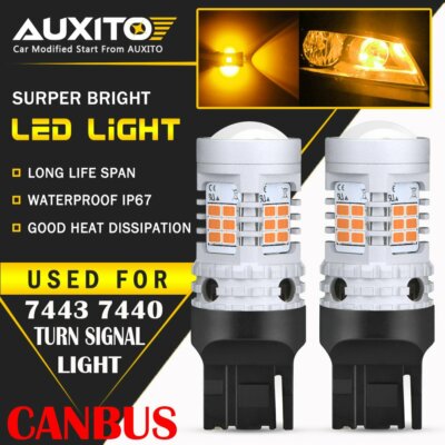AUXITO Amber 7443 Anti Hyper Flash LED Turn Signal Blinker Light ...
