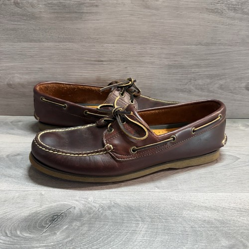 Timberland Boat Shoes Brown Red Leather Loafer 2 Eyelet Men Size 11.5 W ...