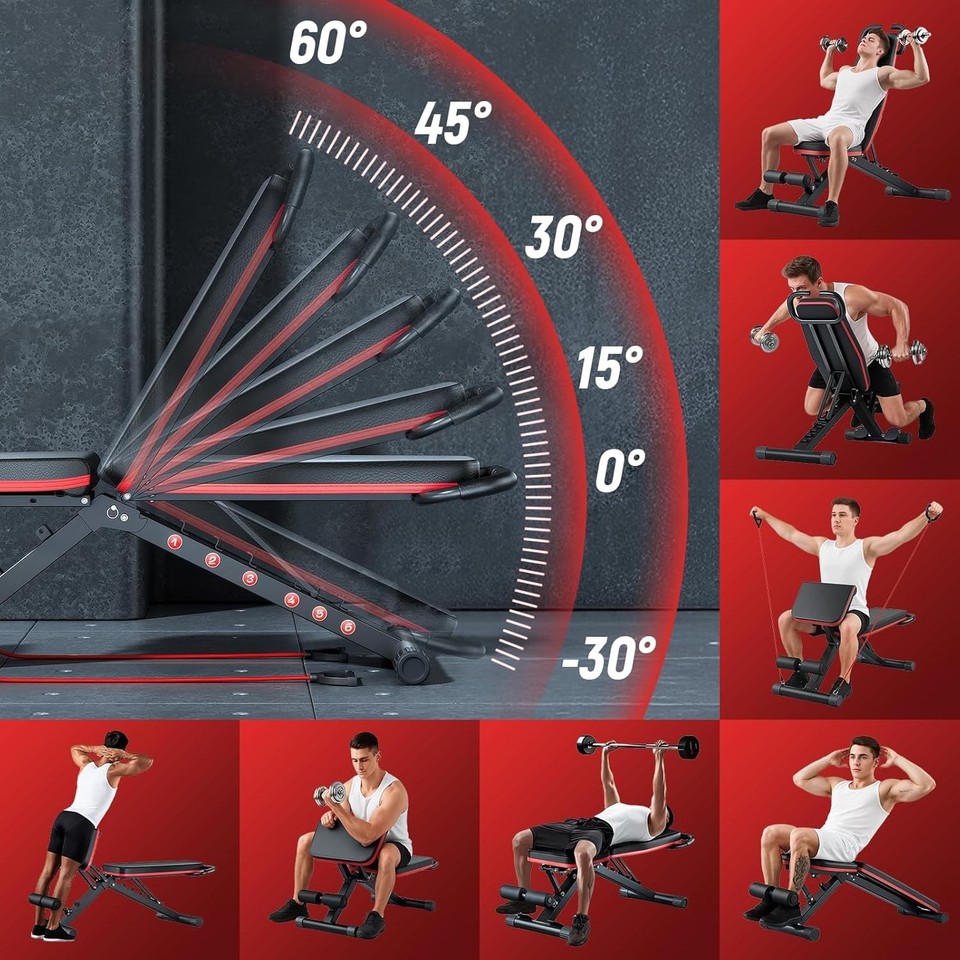 1000 lbs Adjustable Utility Bench Weight Bench Home Gym Fitness Workout ...